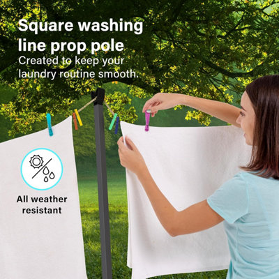 2.2M Extra Heavy Duty Washing Line Prop Pole Outdoor Galvanised ...
