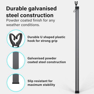 2.2M Extra Heavy Duty Washing Line Prop Pole Outdoor Galvanised ...
