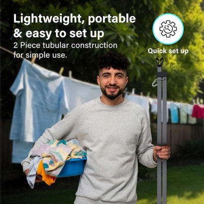 2.2M Extra Heavy Duty Washing Line Prop Pole Outdoor Galvanised ...