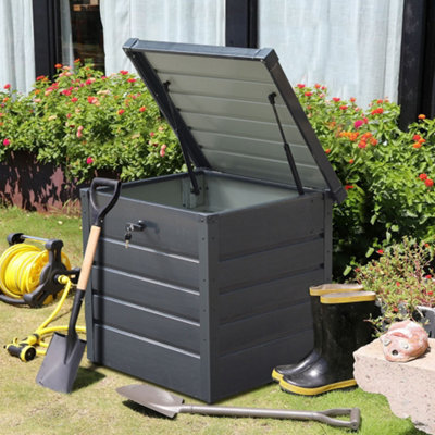 2.3 x 2 ft Anthracite Waterproof Metal Outdoor Garden Large Storage Box ...