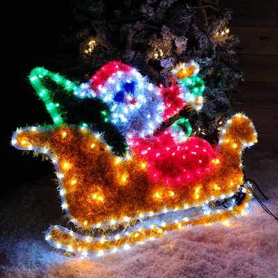 2.3m LED Tinsel Garland Santa with Sleigh and Reindeer Rope Light ...