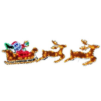 2.3m LED Tinsel Garland Santa with Sleigh and Reindeer Rope Light ...