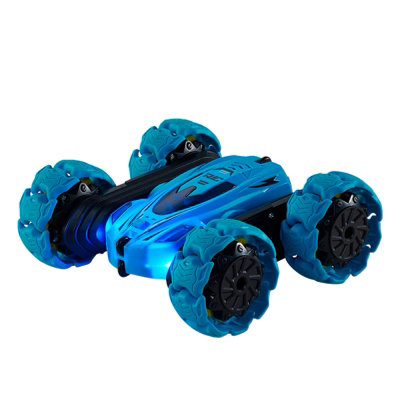 2.4G RC Stunt Car Toy with Explosive Wheels Blue Age 6+