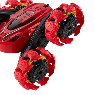2.4G RC Stunt Car Toy with Explosive Wheels Red Age 6+