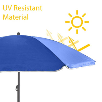 2.4m Blue UV Parasol with Tilt Function and UPF40+ Protection