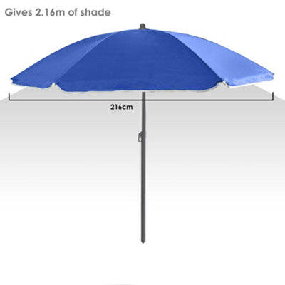 2.4m Blue UV Parasol with Tilt Function and UPF40+ Protection