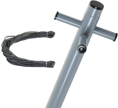 2.4m Clothes Line Post Grey with 30m PVC Coated Washing Line 1 Pack