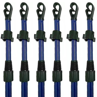 2.4M Clothes Line Prop 6 Piece Blue Telescopic Pole with Hook for ...