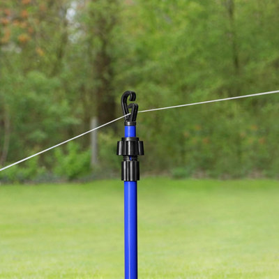 2.4M Clothes Line Prop Blue Telescopic Pole with Hook for Outdoor ...