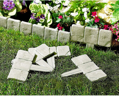 2.4m Cobble Stone Effect Lawn Edging - Weatherproof Garden Border ...