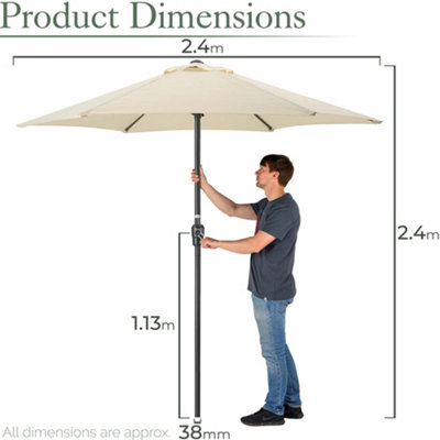 2.4m Parasol with Crank - Cream