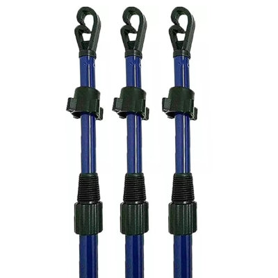 2.4M Telescopic Clothes Line Prop Set of 3 Durable Adjustable Blue ...