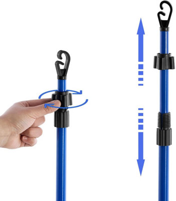 2.4M Telescopic Clothes Line Prop Set of 3 Durable Adjustable Blue ...