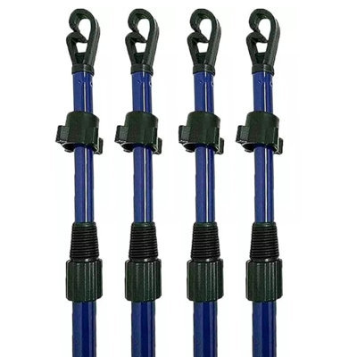 2.4M Telescopic Clothes Line Prop Set of 4 Blue Adjustable Outdoor ...