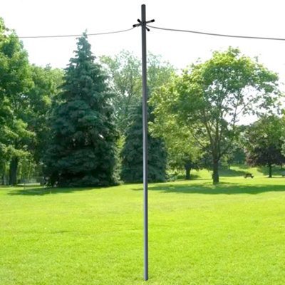 2.4m Washing Line Post 2 Piece Heavy Duty with 30m PVC Clothes Line and ...