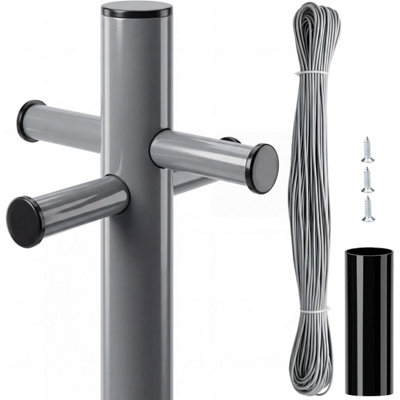 2.4m Washing Line Post Extendable Clothes Drying Pole with Ground ...