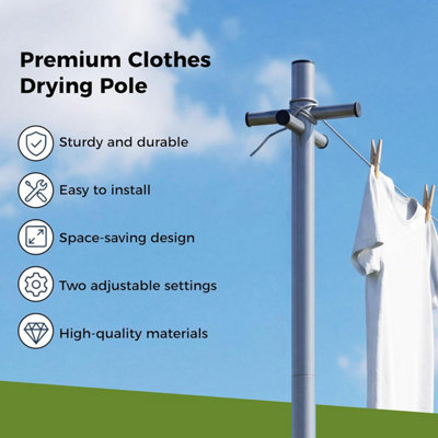 2.4m Washing Line Post Extendable Clothes Drying Pole with Ground ...