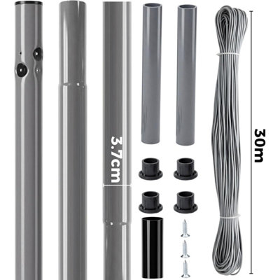 2.4m Washing Line Post Extendable Clothes Drying Pole with Ground ...
