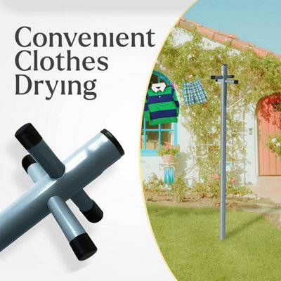 2.4m Washing Line Post Heavy Duty with 30m PVC Clothes Line and Ground ...