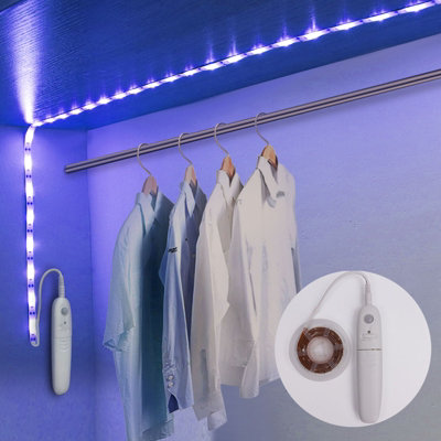 2.4W LED Infrared Sensing Strip Light,1M,Blue Light,Power by 4xAAA ...