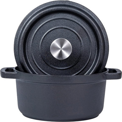 2.5 L Cast Iron Casserole Dish Pan with Lid