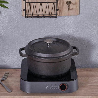 2.5 L Cast Iron Casserole Dish Pan with Lid