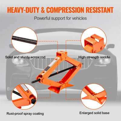 2.5 Ton Tonne Scissor Jack Lift Wind Up for Car Van Garage w/Crank ...
