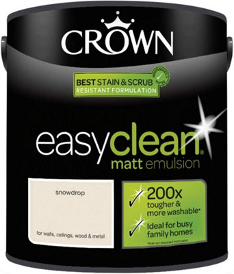 2.5L CROWN Easy Clean MATT Emulsion Multi Surface Paint Walls, Ceilings ...