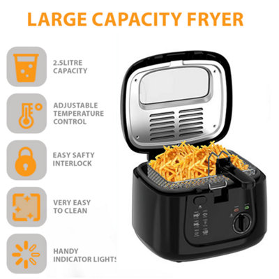 2.5L Electric Deep Fat Fryer Non Stick Pan with Viewing Window & Safe ...