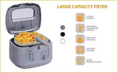 2.5L Electric Deep Fat Fryer Non Stick Pan with Viewing Window & Safe ...