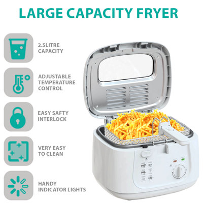 2.5L Electric Deep Fat Fryer Non Stick Pan with Viewing Window & Safe ...
