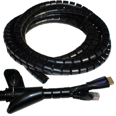 2.5m 15mm Cable Tidy Kit & Tool Wire Lead Binding Wrap Hide Management ...