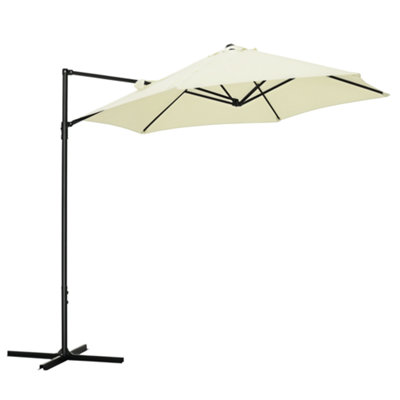 2.5M Garden Cantilever Parasol W/ 360 Rotation and Cross Base, Beige