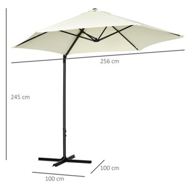 2.5M Garden Cantilever Parasol W/ 360 Rotation and Cross Base, Beige