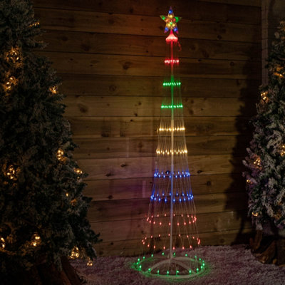 2.5m Light up Christmas Cone Tree with 320 Multi Coloured LEDs and ...