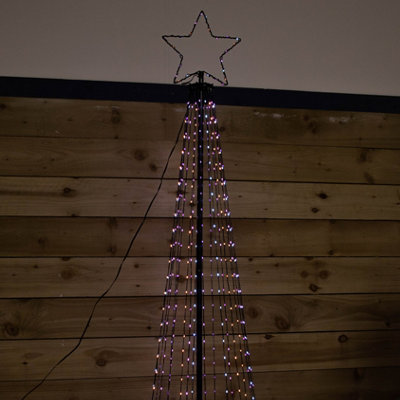 2.5m Light up Christmas Pyramid Cone Tree with 835 Multi-Action Rainbow ...