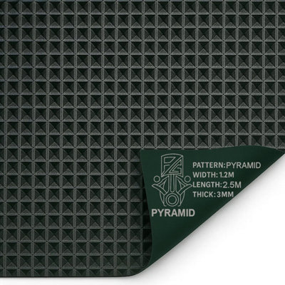 2.5m x 1.2m Pyramid Rubber Flooring Roll 3mm Thick Non-Slip Mat for ...