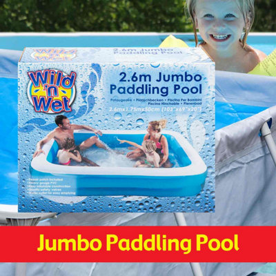 2.6m Jumbo Inflatable Rectangular Family Paddling Pool With Repair Kit