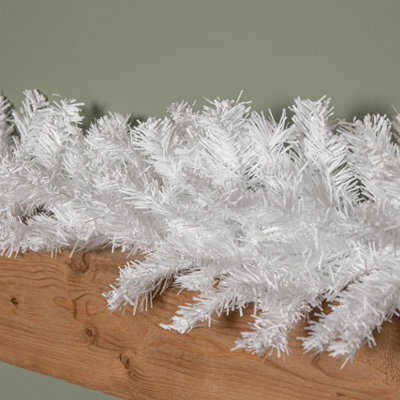 2.7m (9ft) White Christmas Garland with PVC Branches