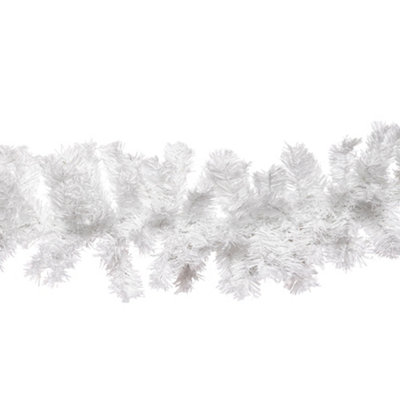 2.7m (9ft) White Christmas Garland with PVC Branches