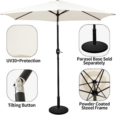 2.7M Garden Parasol Round Garden Umbrella Sun Shading with Hand Crank ...