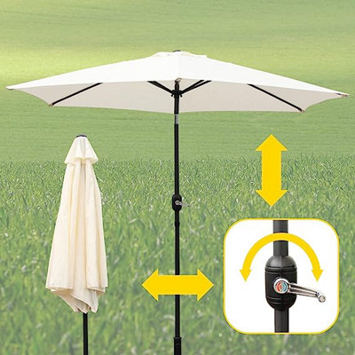 2.7M Garden Parasol Round Garden Umbrella Sun Shading with Hand Crank ...