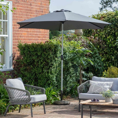 2.7m Wind Up Grey Garden Parasol