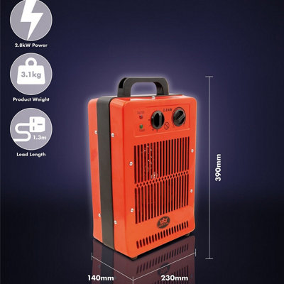 2.8kW Electric Industrial Fan Space Heater with 3 Settings, Carry ...