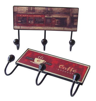 2 Assorted Cafe Designs 3 Hook Hanger