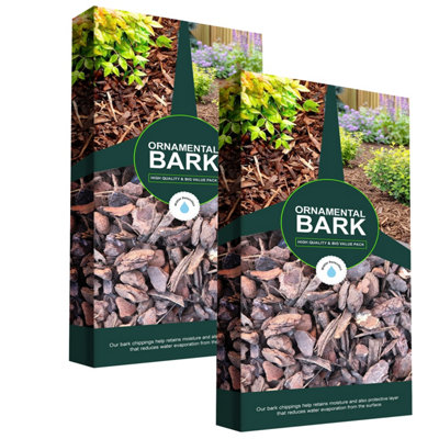 2 Bags (120 Litre) Ornamental Bark Decorative & Landscape Garden Wood ...
