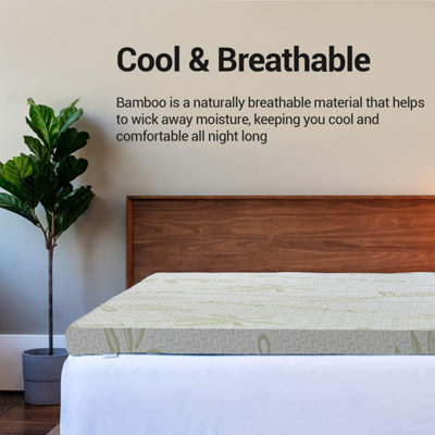 2" Bamboo Memory Foam Mattress Topper For Single Bed (90cm x 190cm + 2.5cm)