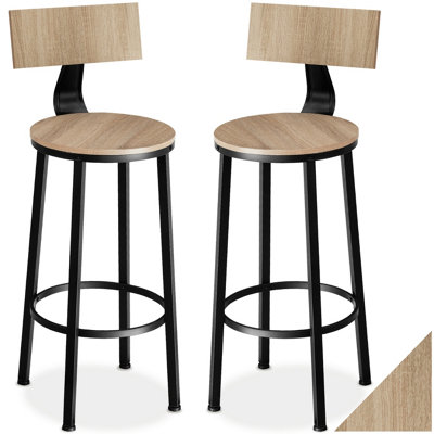 2 Bar stools Poole - industrial wood light, oak Sonoma