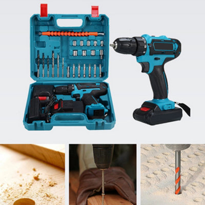 2 Battery Cordless Drill Combi Driver High Power Electric Screwdriver ...