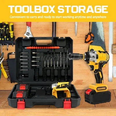 2-Battery Cordless Impact Wrench & Drill Bit Set for Car Repair